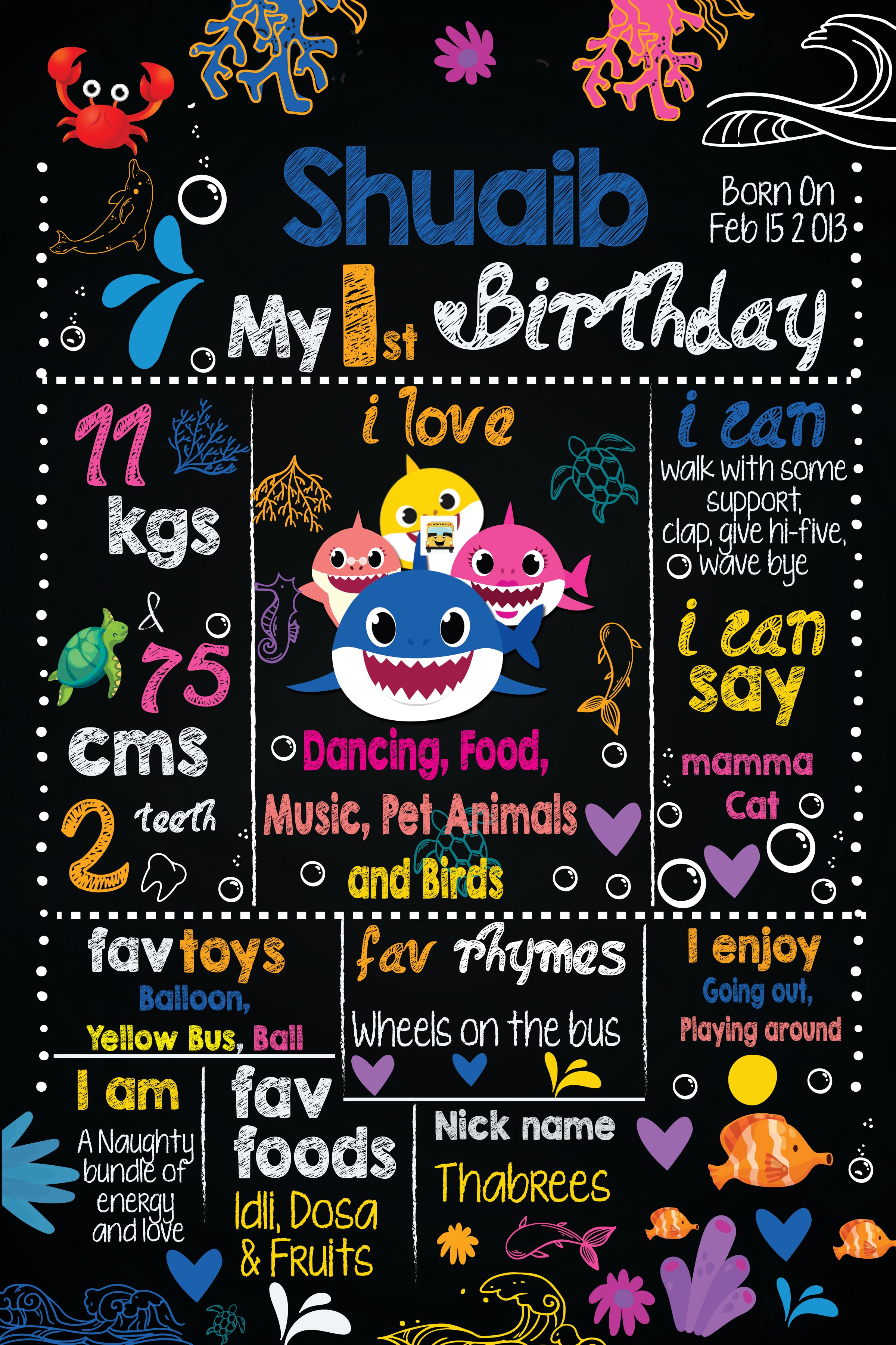 Buy Baby Shark Theme Customized Milestone Board for Birthday Party ...