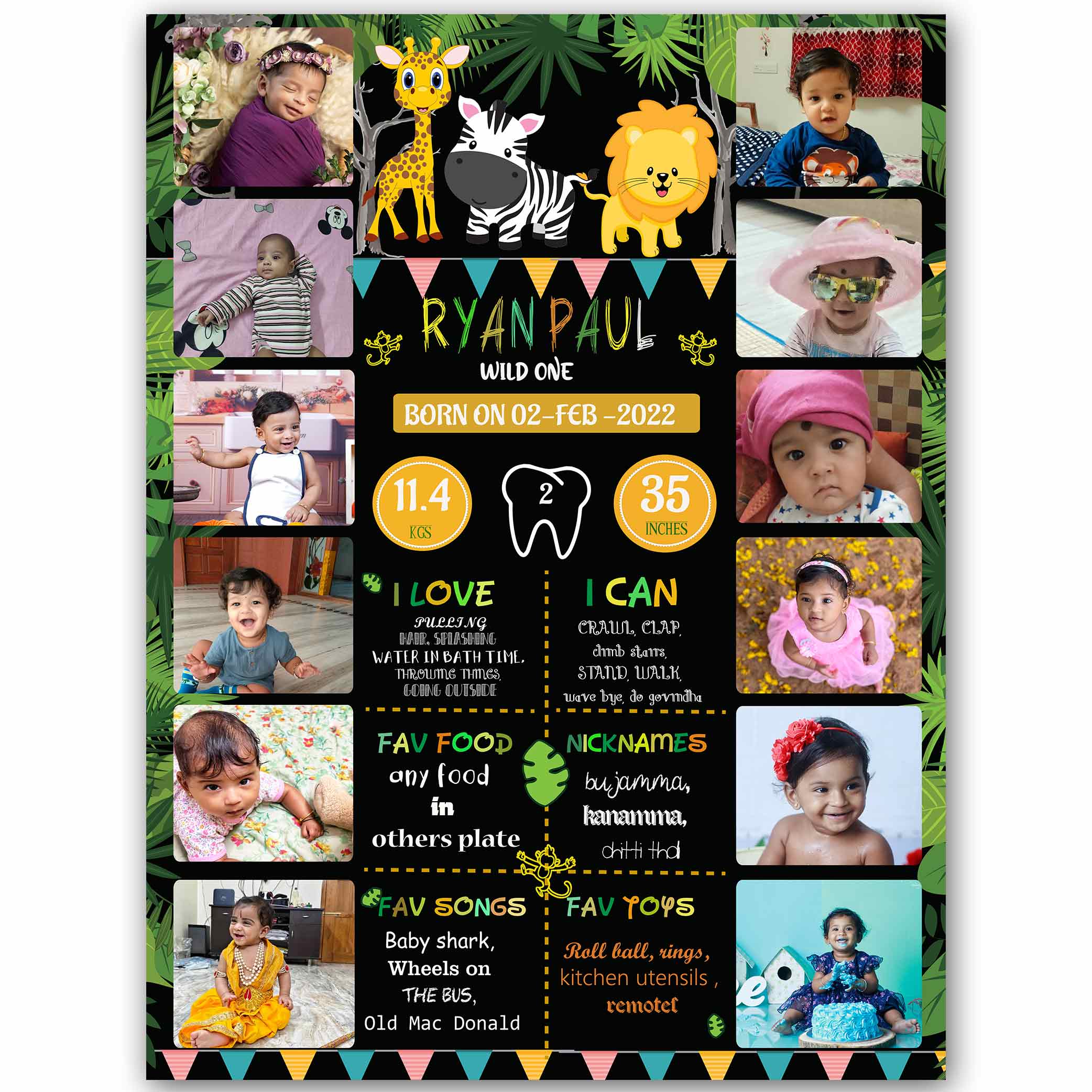 Shop Jungle Theme 1st Birthday Chalkboard | Fun & Colorful Chalkboard ...