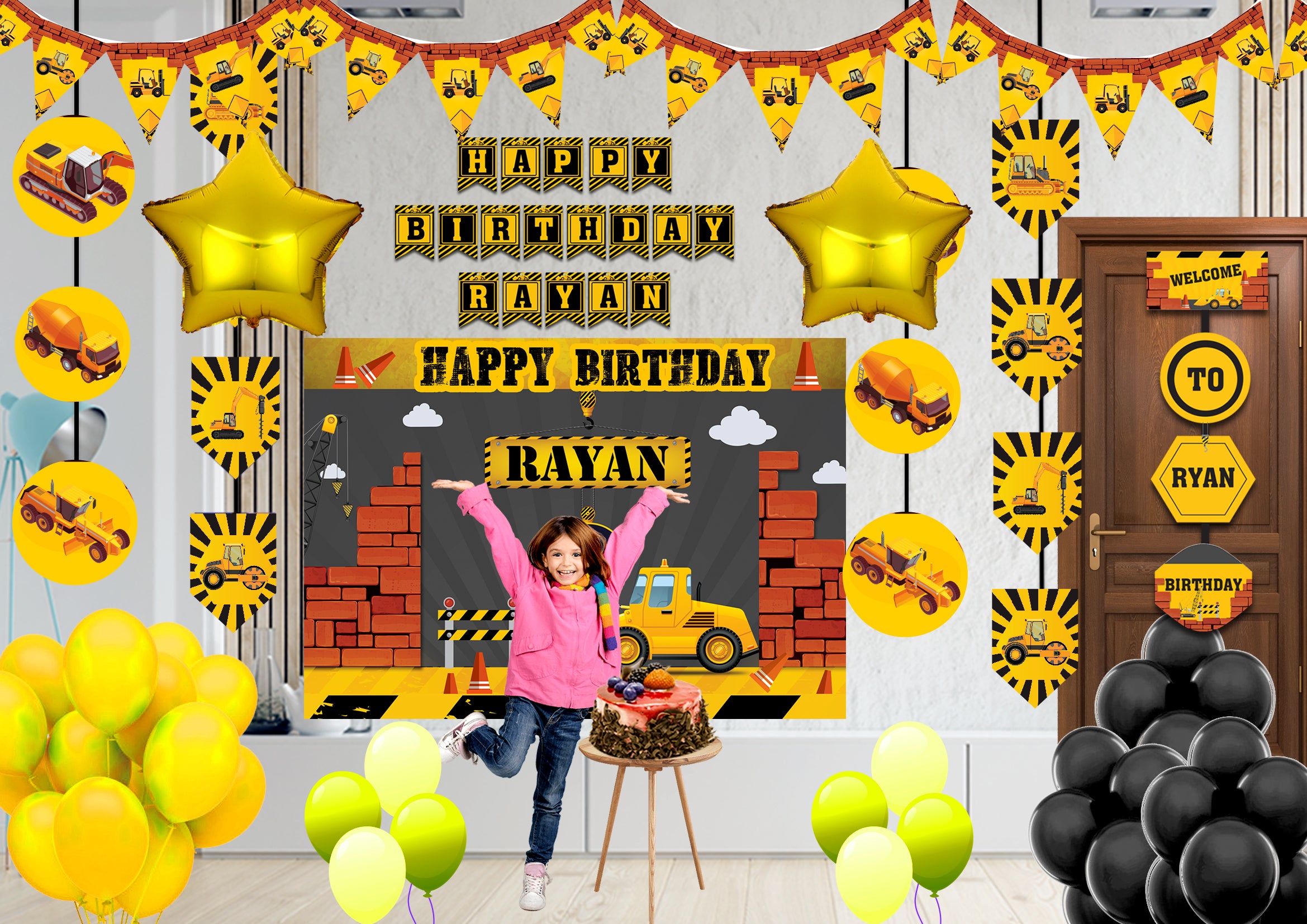 Buy-birthday-decoration-happy-birthday-banner-Construction-theme ...