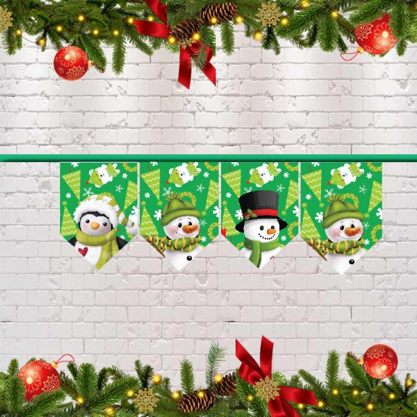 Snowman and Penguins Christmas Party Theme Bunting Banner – Snow Fair