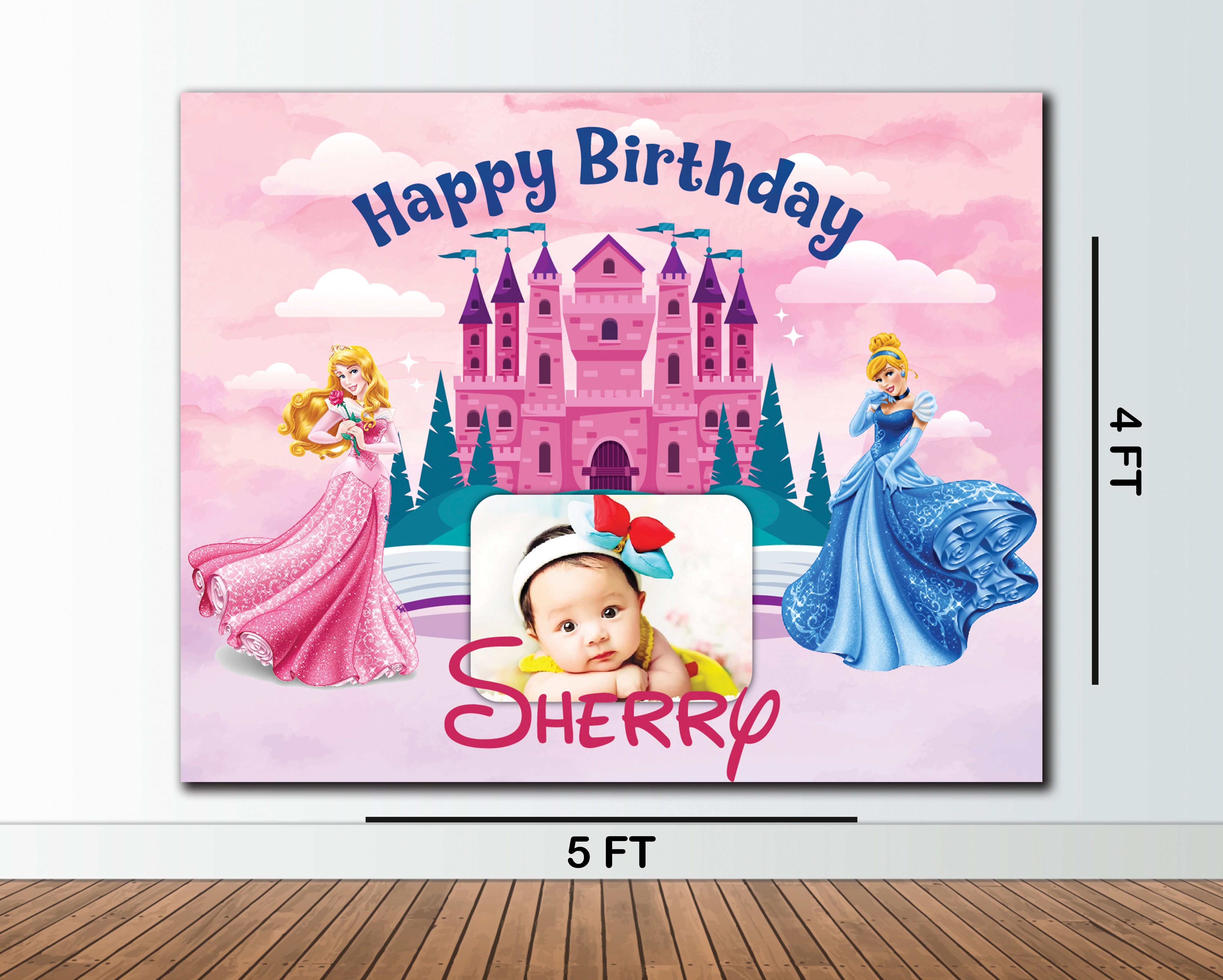 Snow Fair Premium Princess Theme Backdrop Banner For Kids Birthday