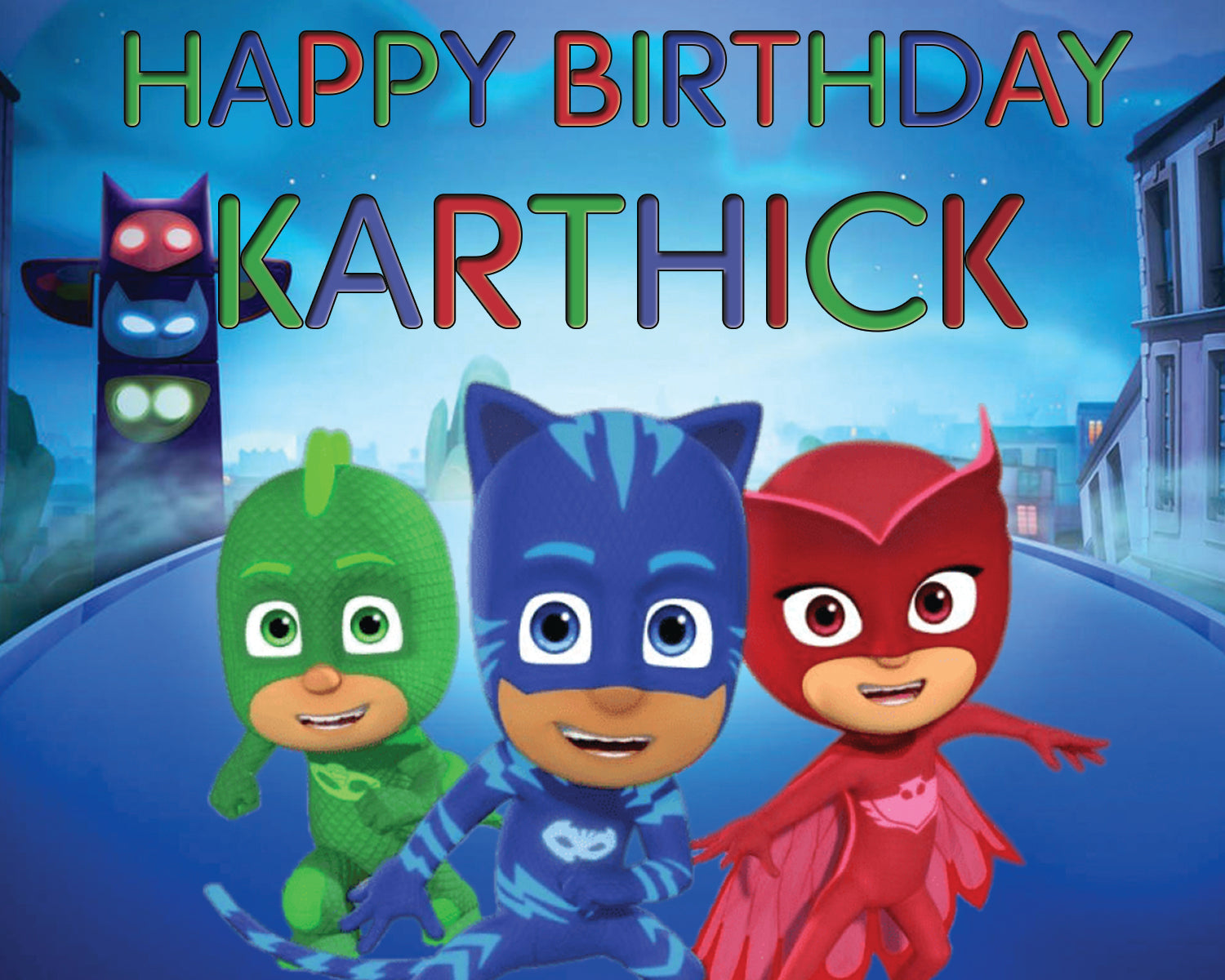 Snow fair Premium PJ mask Theme backdrop banners for kids Birthday ...