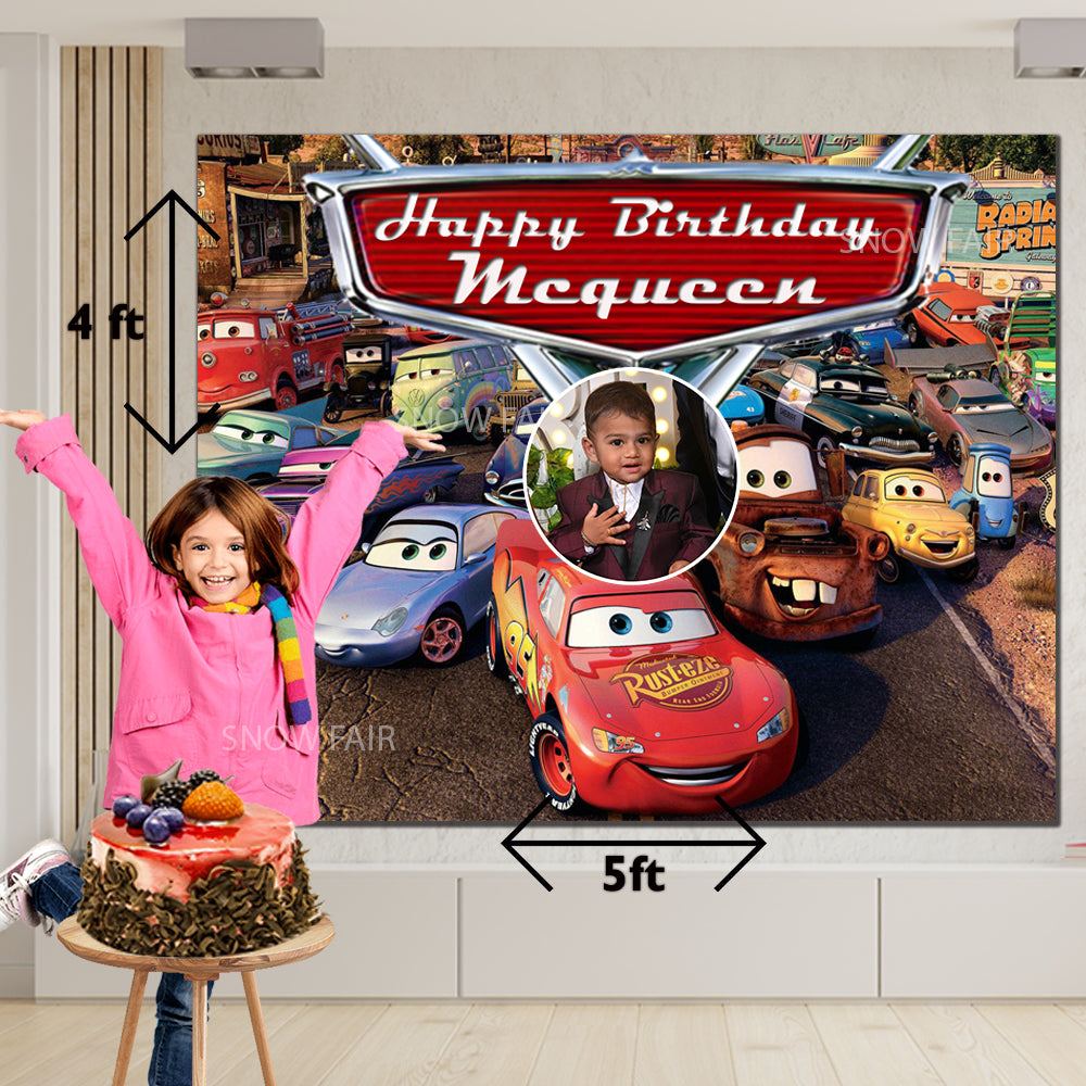 Snow fair Premium Cars Theme backdrop banners for kids Birthday – Snow Fair