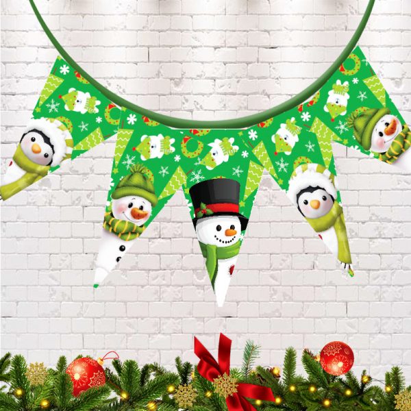 Snowman and Penguins Christmas Theme Party Flag – Snow Fair