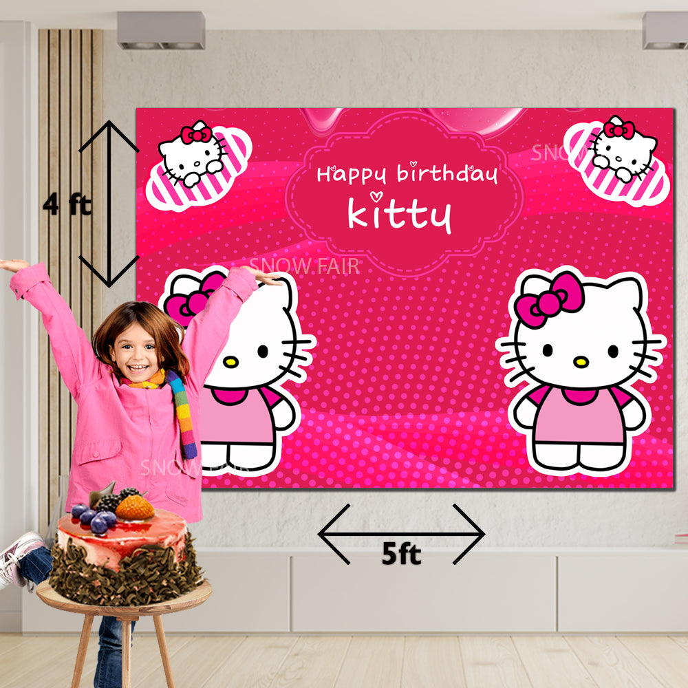 Happy-Birthday-Backdrop-Banner-Hello Kitty-theme-decoration-happy ...