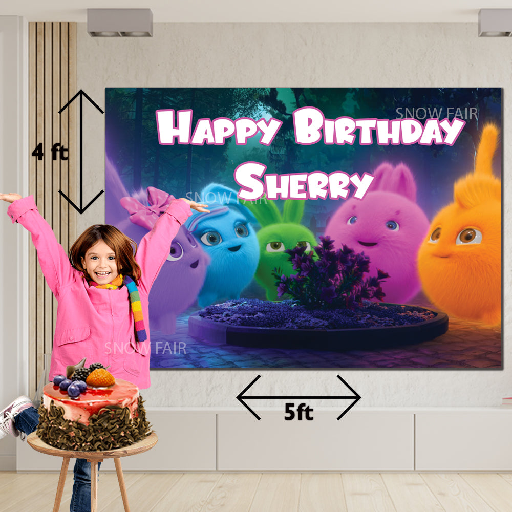 Happy-Birthday-Backdrop-Banner-Sunny Bunies-theme-decoration-happy ...